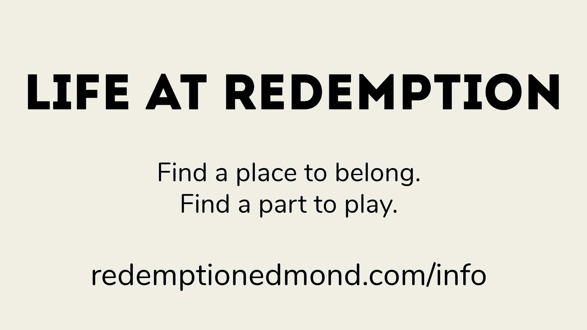 Life at Redemption